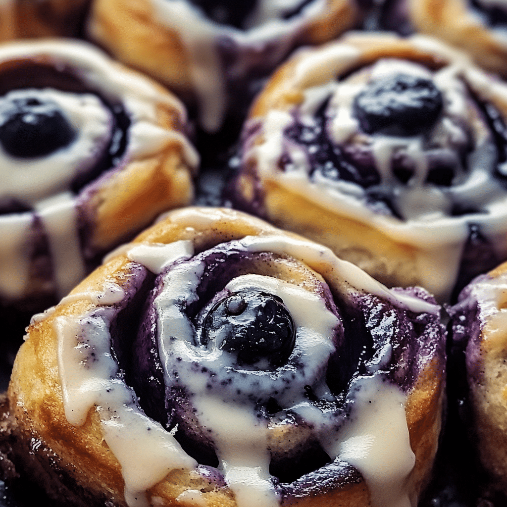 Blueberry Cinnamon Rolls - Less Is Tastier