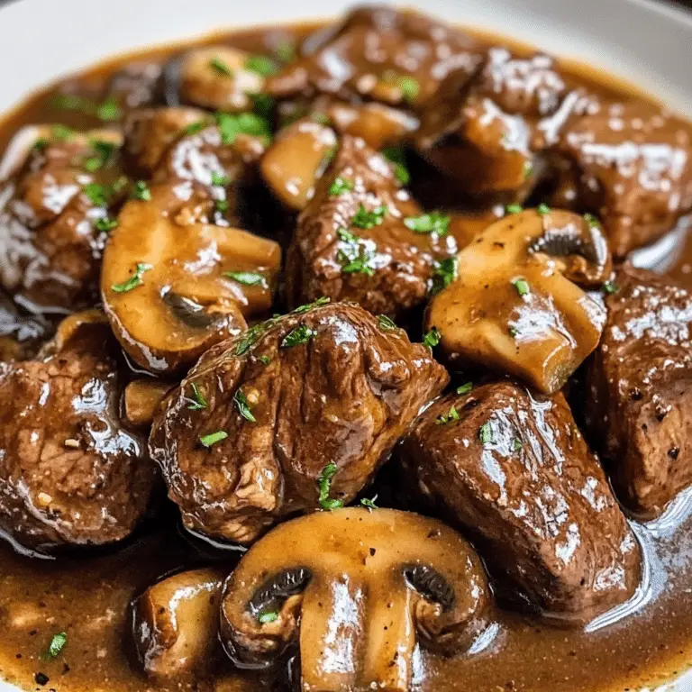 Beef Tenderloin Tips in Mushroom Gravy - Less Is Tastier