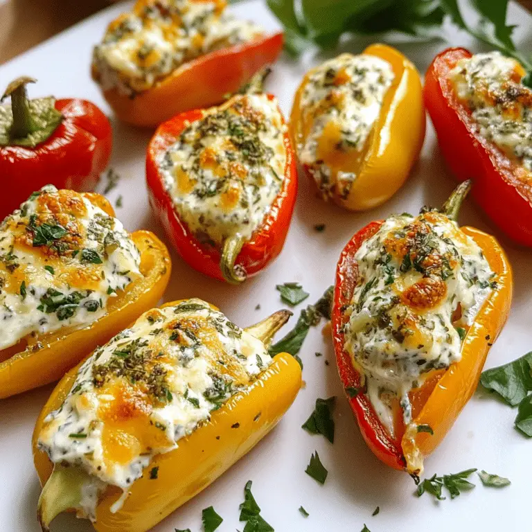 Herb Cream Cheese Stuffed Mini Peppers - Less Is Tastier