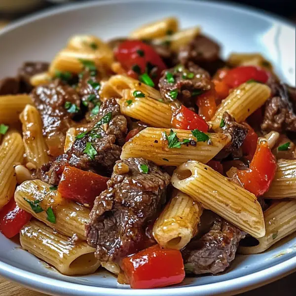 Pepper Steak Pasta Delight - Less Is Tastier